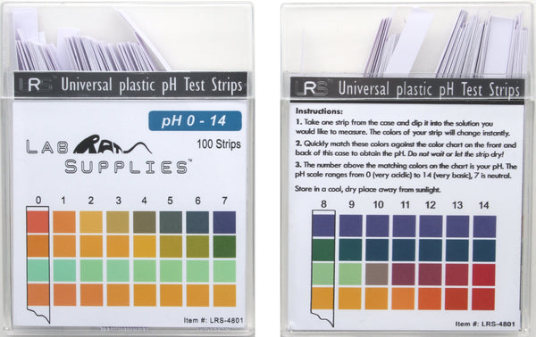 Plastic pH Test Strips, Universal Application (pH 0-14), 100 Strips ...